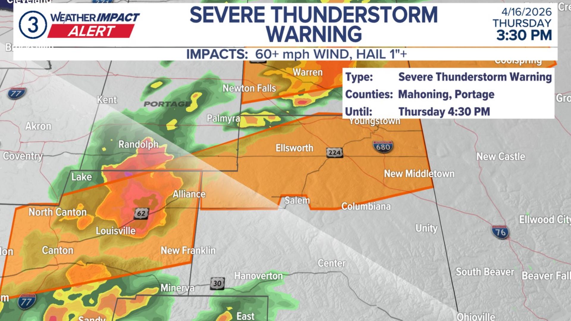 Severe Thunderstorm Warning in effect for multiple Northeast Ohio ...