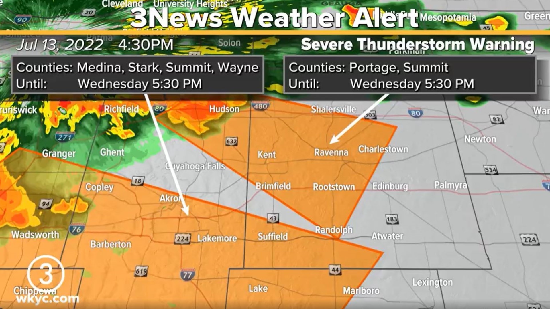Severe Thunderstorm Warning for several NE Ohio areas | wkyc.com