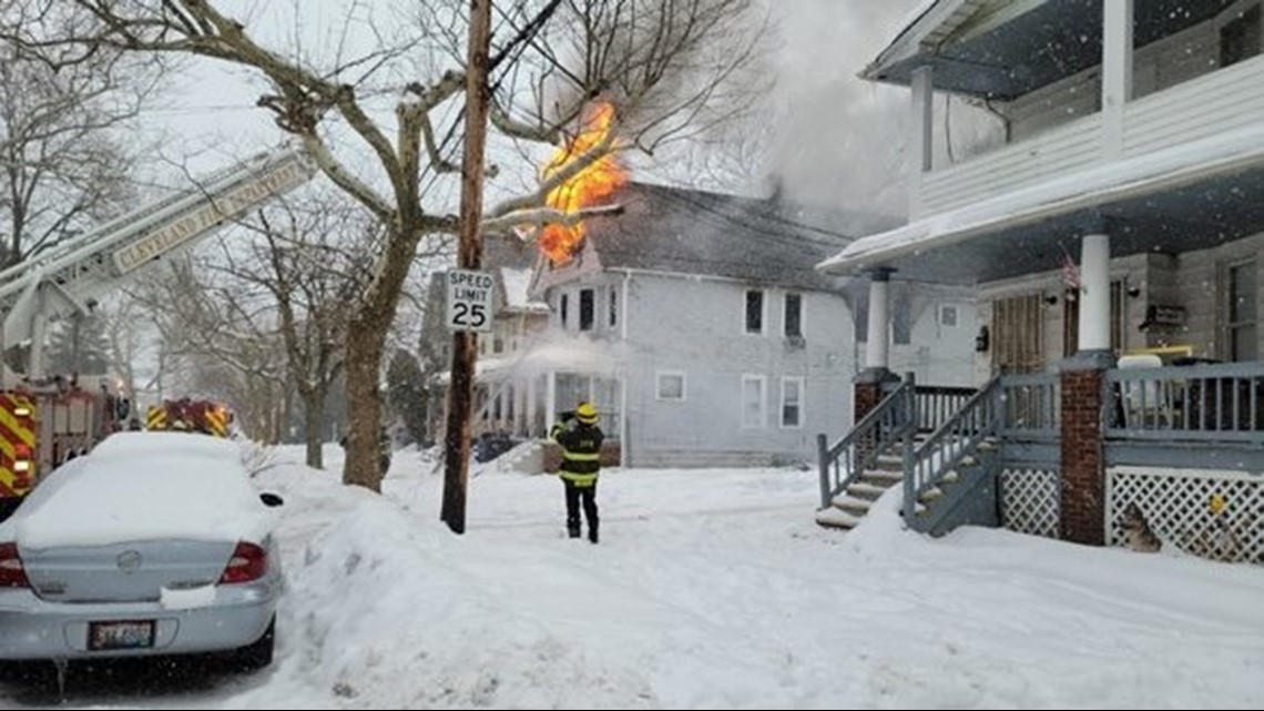 No injuries after fire collapses roof on Cleveland's east side | wkyc.com