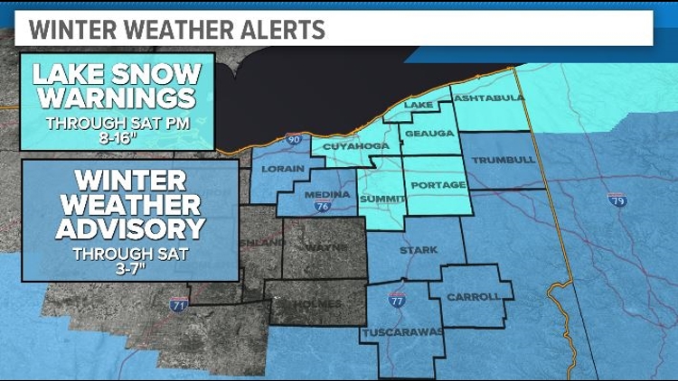 Lake Effect Snow Warning, Winter Weather Advisory: Cleveland, Akron ...