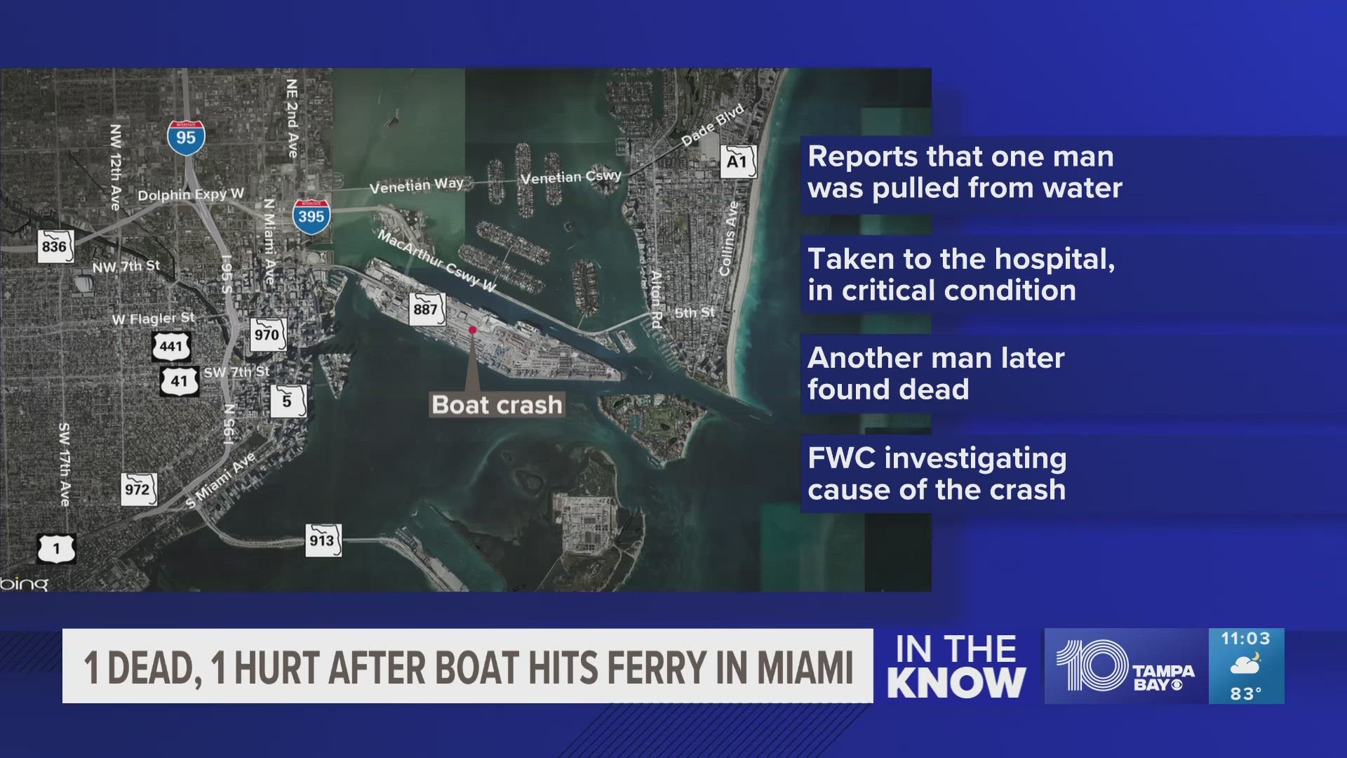 Man dead, cruises disrupted after boat hits ferry near Miami port ...